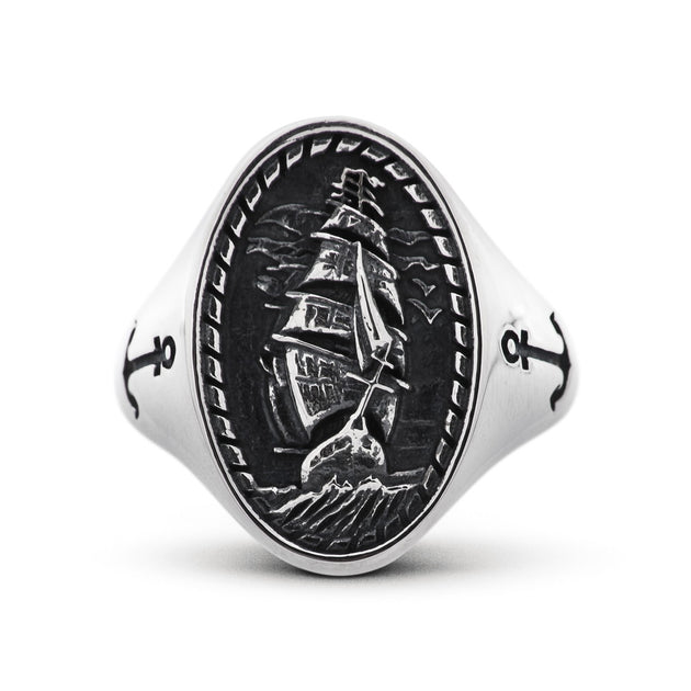 【N25ANE00155】SAILING SHIP SIGNET RING – Zen Style