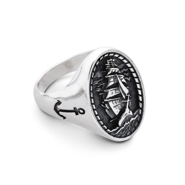 【N25ANE00155】SAILING SHIP SIGNET RING – Zen Style